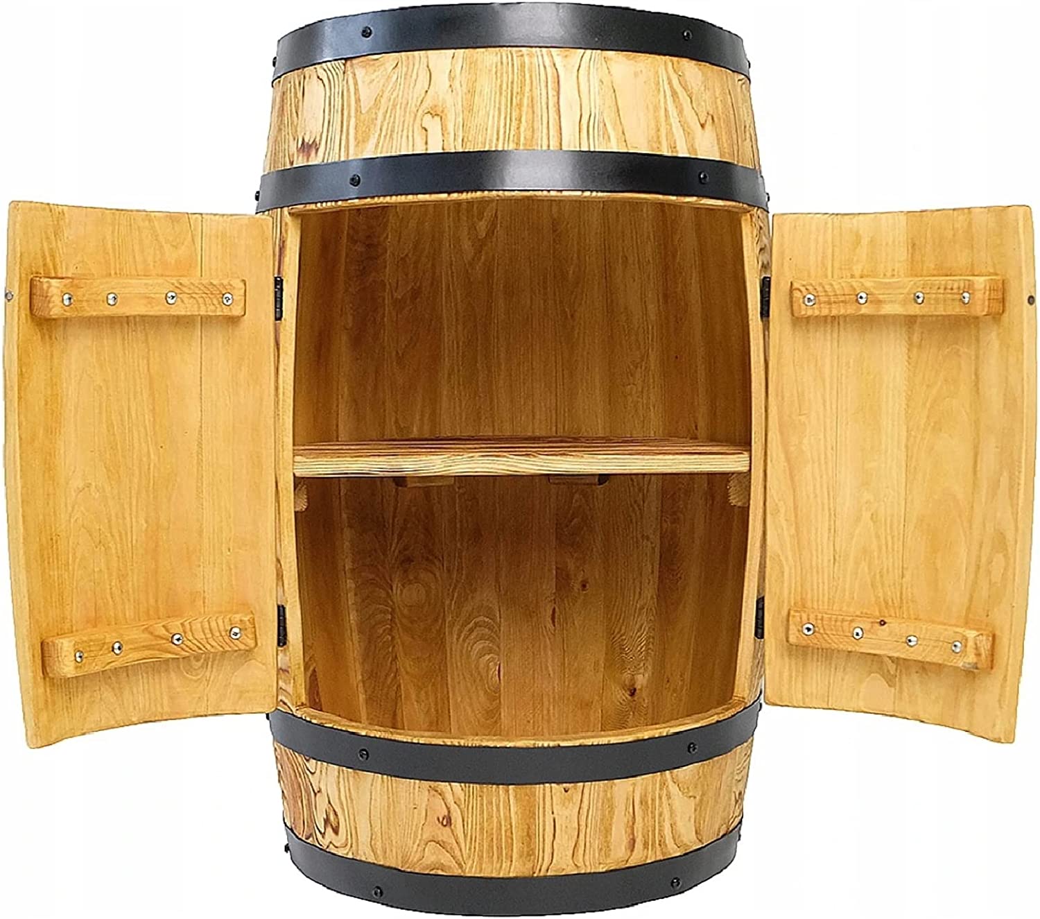 Tonneau Bar En Bois Avec Porte, Couleur Chêne